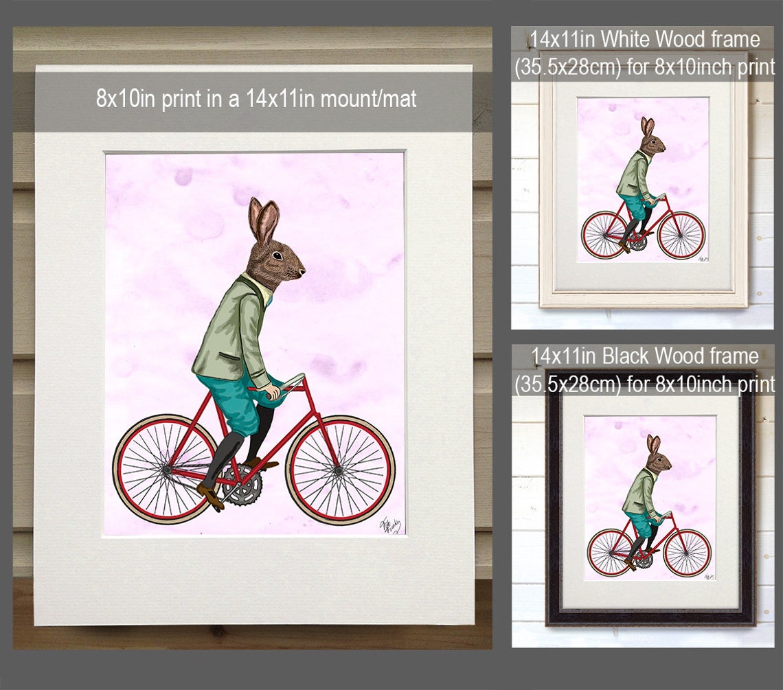 Rabbit on Bike Art Print Digital Art Illustration Rabbit | Etsy