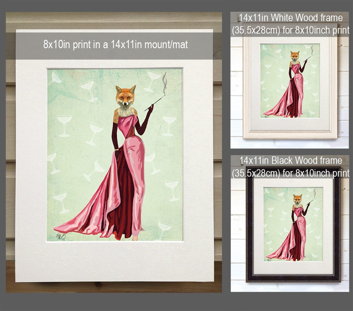 Fox Art Glamour Fox in Pink Woodland Decor Fox Print Fox | Etsy