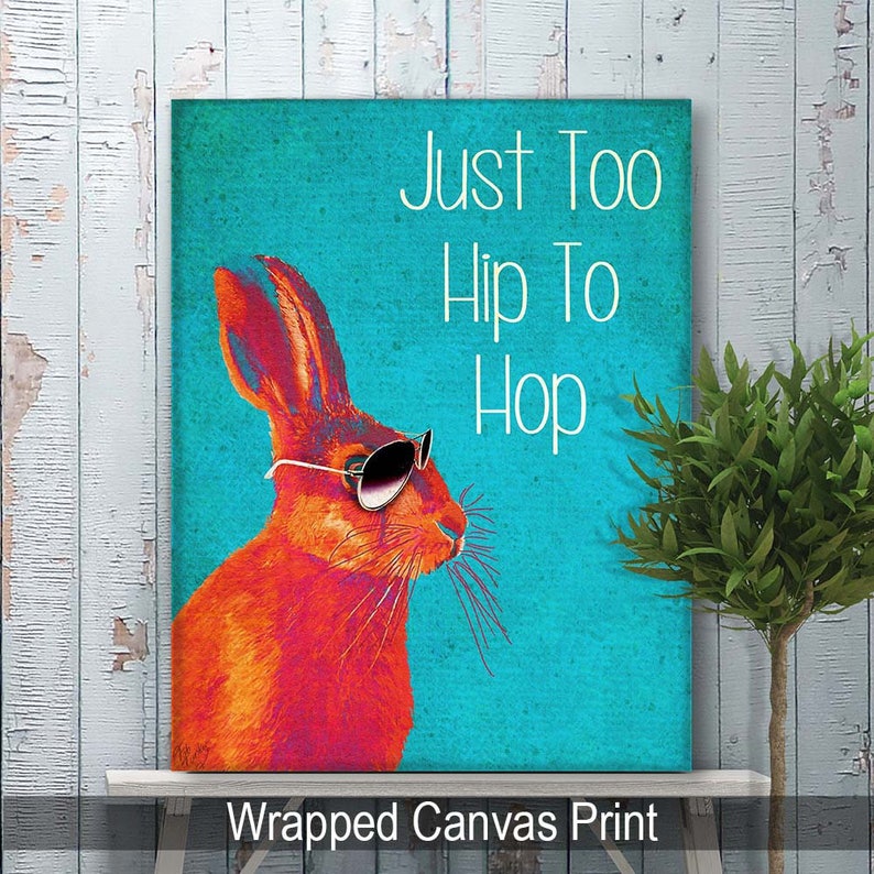 Too Hip to Hop Blue Rabbit Print Hare Print Wall Art Wall | Etsy