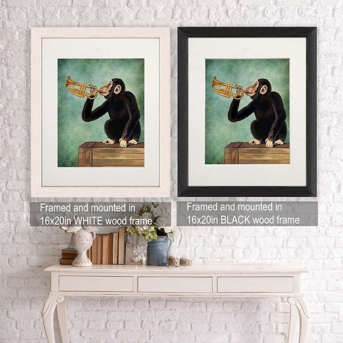 Monkey Print Monkey Playing Trumpet Monkey Art Modern - Etsy