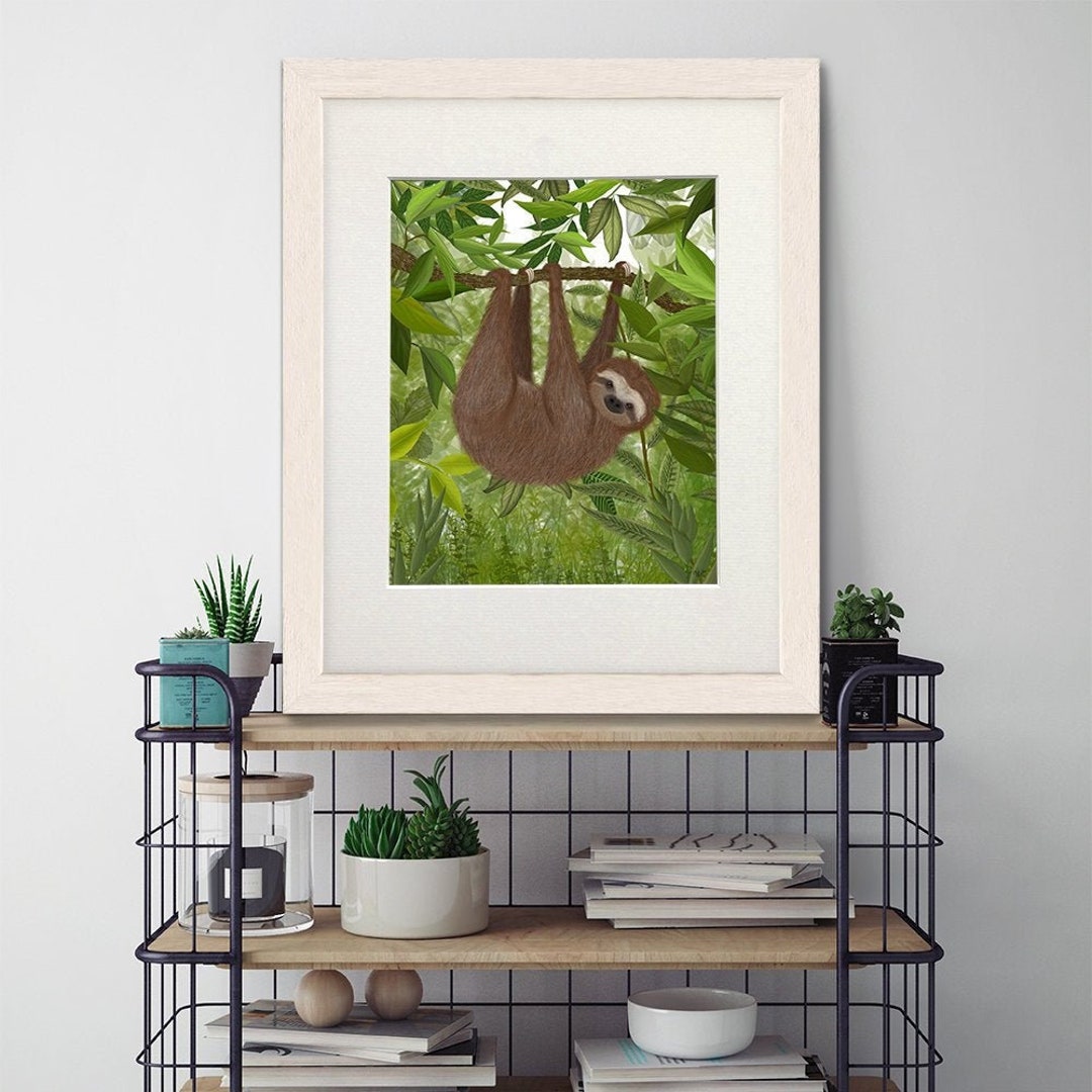 Sloth Print - Sloth Hanging Around - Sloth Illustration Jungle Animal ...