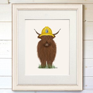 Gift for Fireman Highland Cow Fireman Fireman Kids Decor Cute Cow ...
