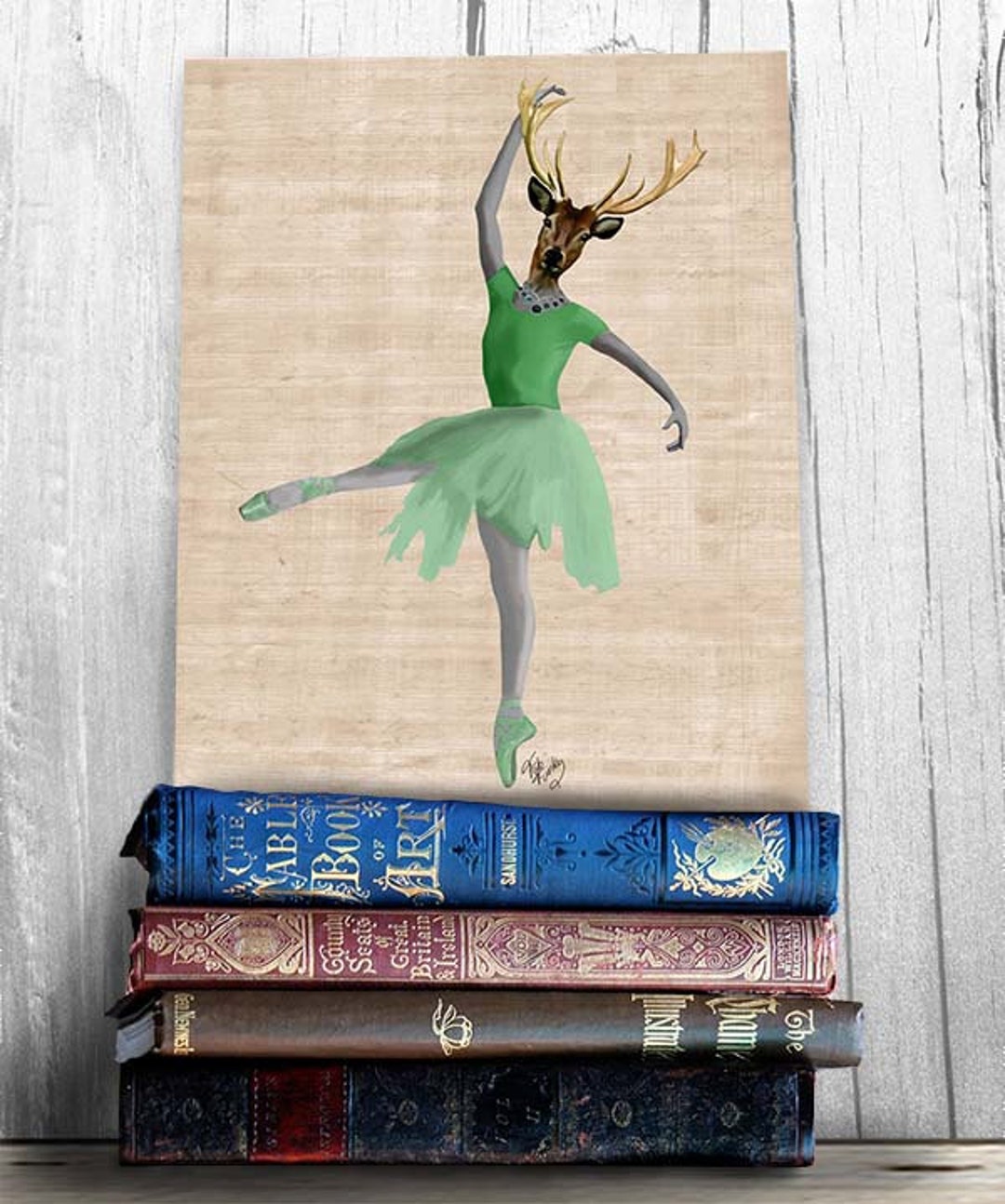 Deer Print Ballerina Deer Green Ballet Print Ballet Decor Ballet Art ...