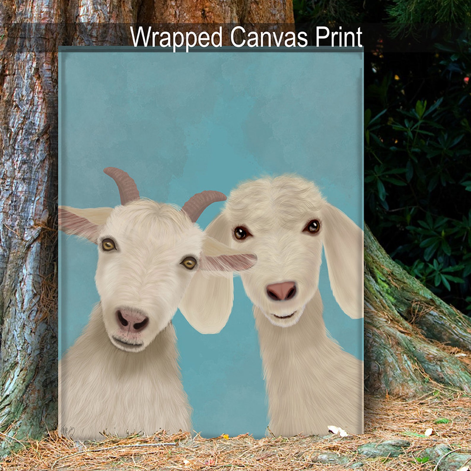 Painting of Goats Goat Duo Looking at You Goat Art Print | Etsy
