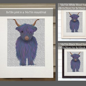 Funky Poster Hanger Highland Cow 7 Purple Full Print Purple Room Decor ...