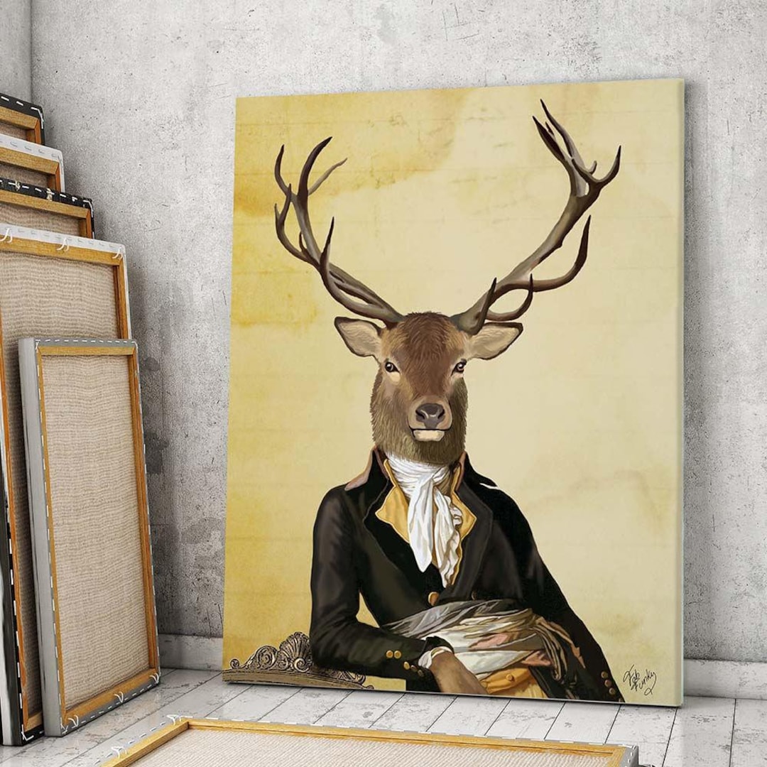 Large Canvas Art Prints on Canvas Large Wall Decor - Deer and Chair ...