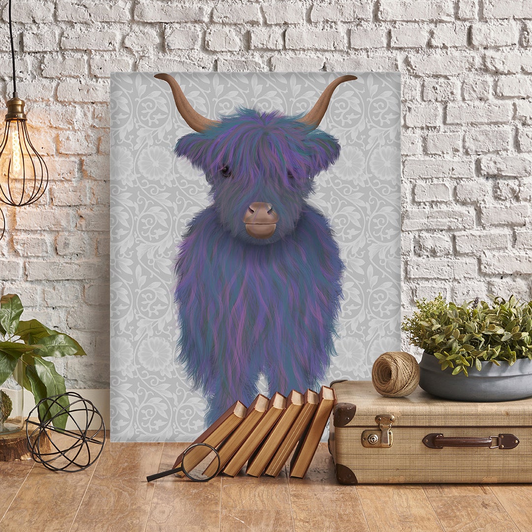 Funky Poster Hanger Highland Cow 7 Purple Full Print Purple Room Decor ...