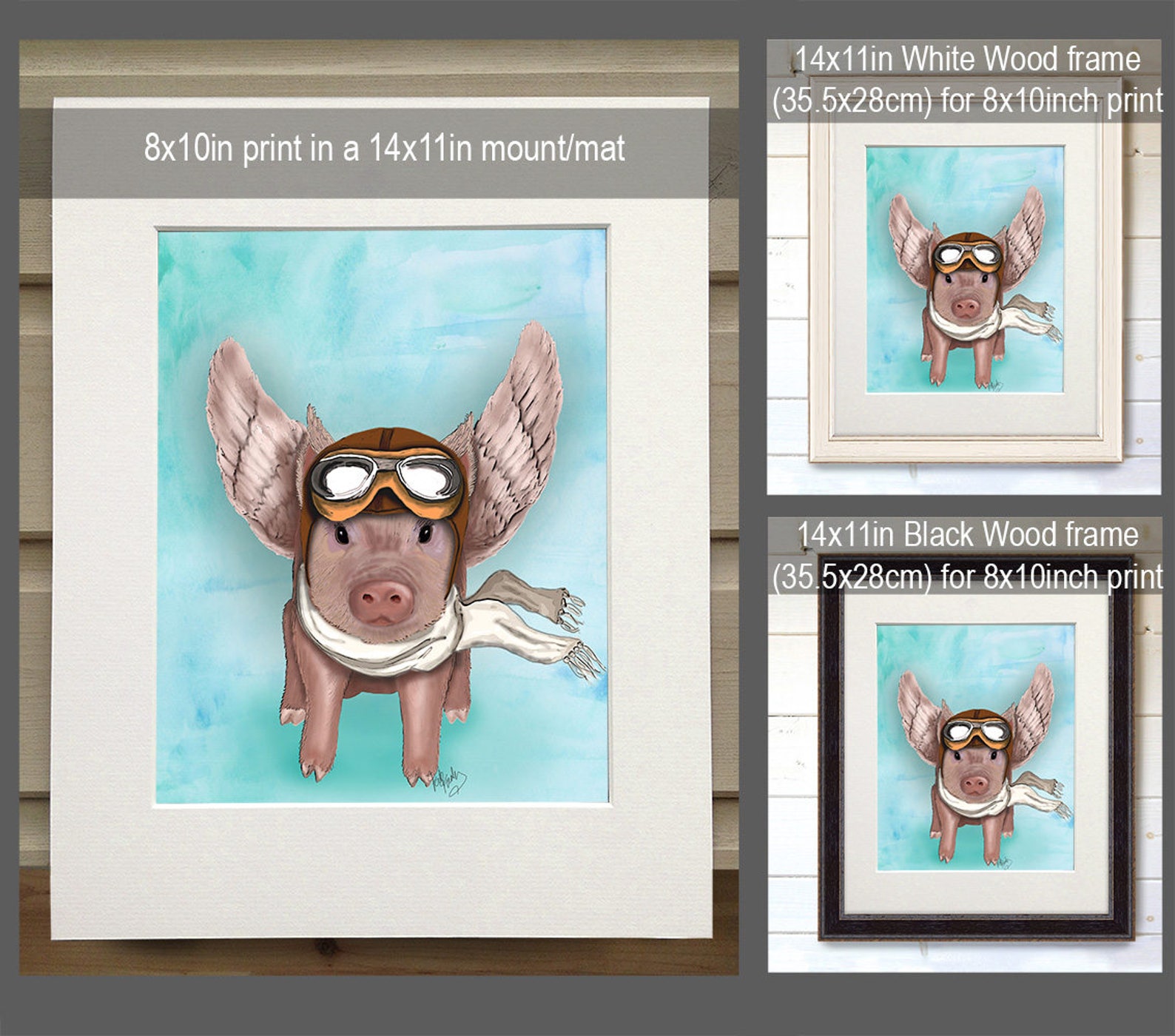 Aviator Piggy Flying Pig Illustration Flying Pig Print - Etsy