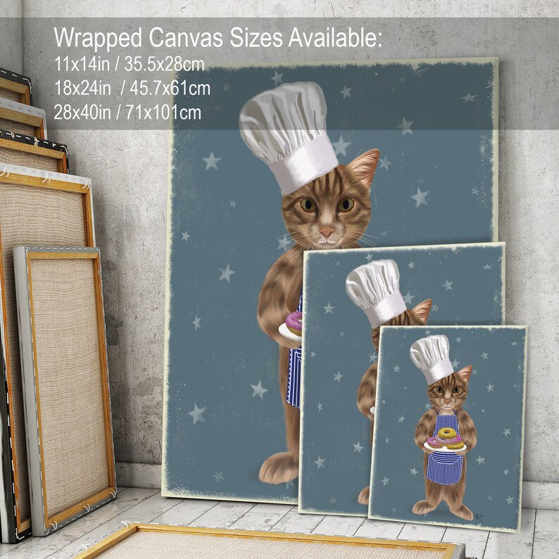 Cat Art Print Cute Picture of a Tabby Cat Chef With a Plate - Etsy