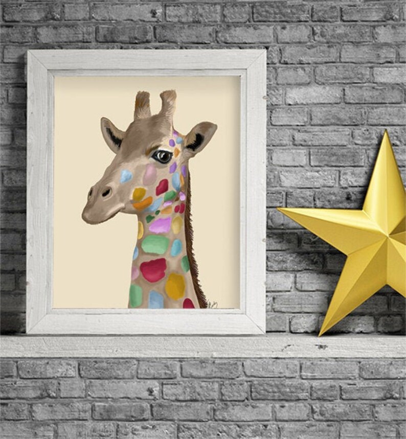 Multicolored Giraffe Print Animal Painting Giraffe - Etsy