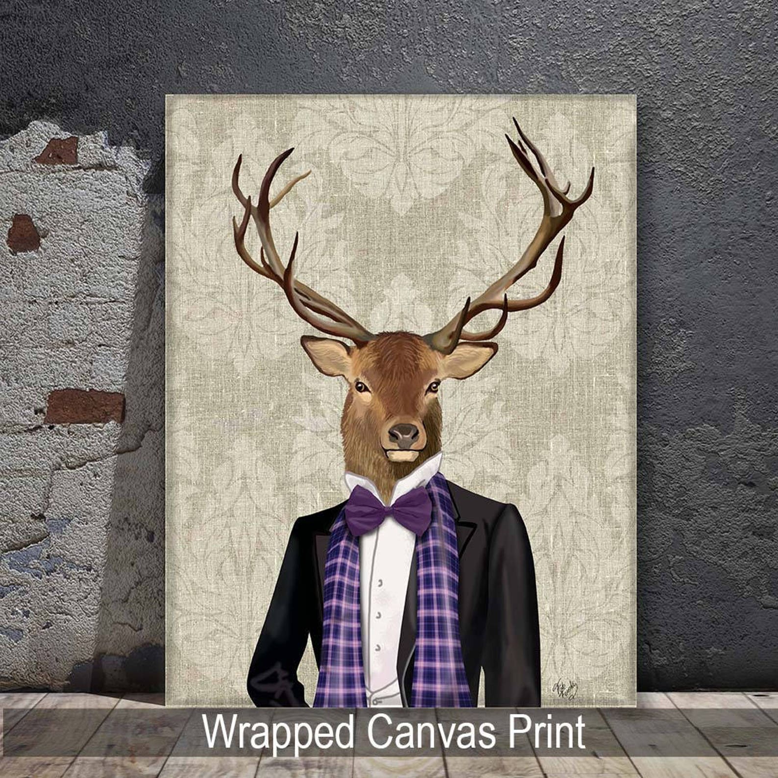 Deer Print Portrait of Deer in Evening Suit Deer Tuxedo | Etsy
