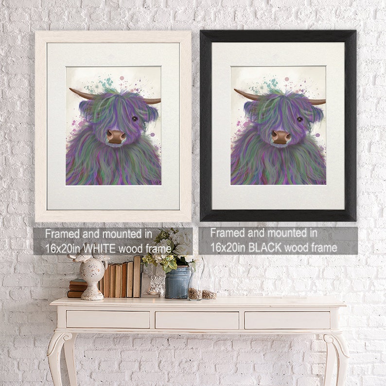Yak Art Highland Cow 10 Purple and Green Cow Poster Yak - Etsy
