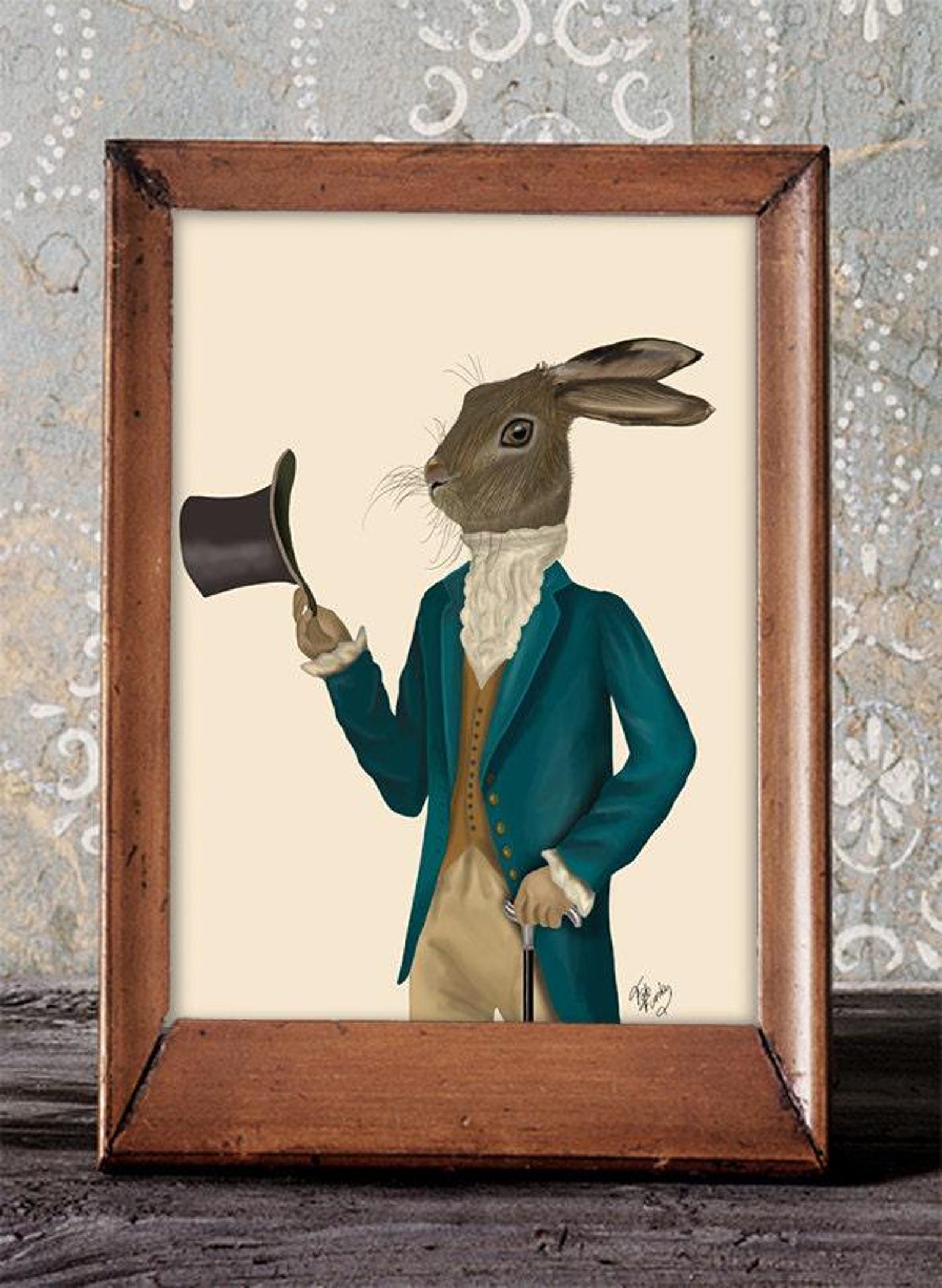 Hare Print - Hare in Turquoise Coat - Hare Picture Hare Wall Art Hare ...