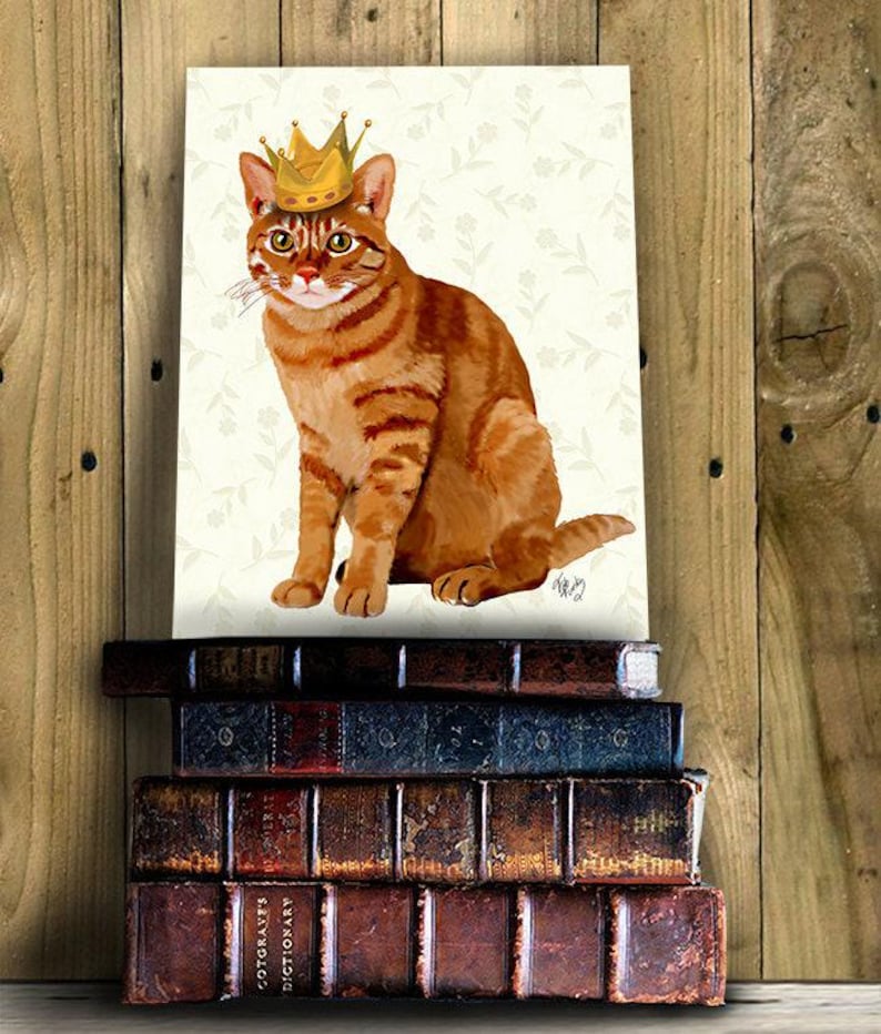 Ginger Cat With Crown, Ginger Cat Print, Ginger Cat Illustration Ginger ...