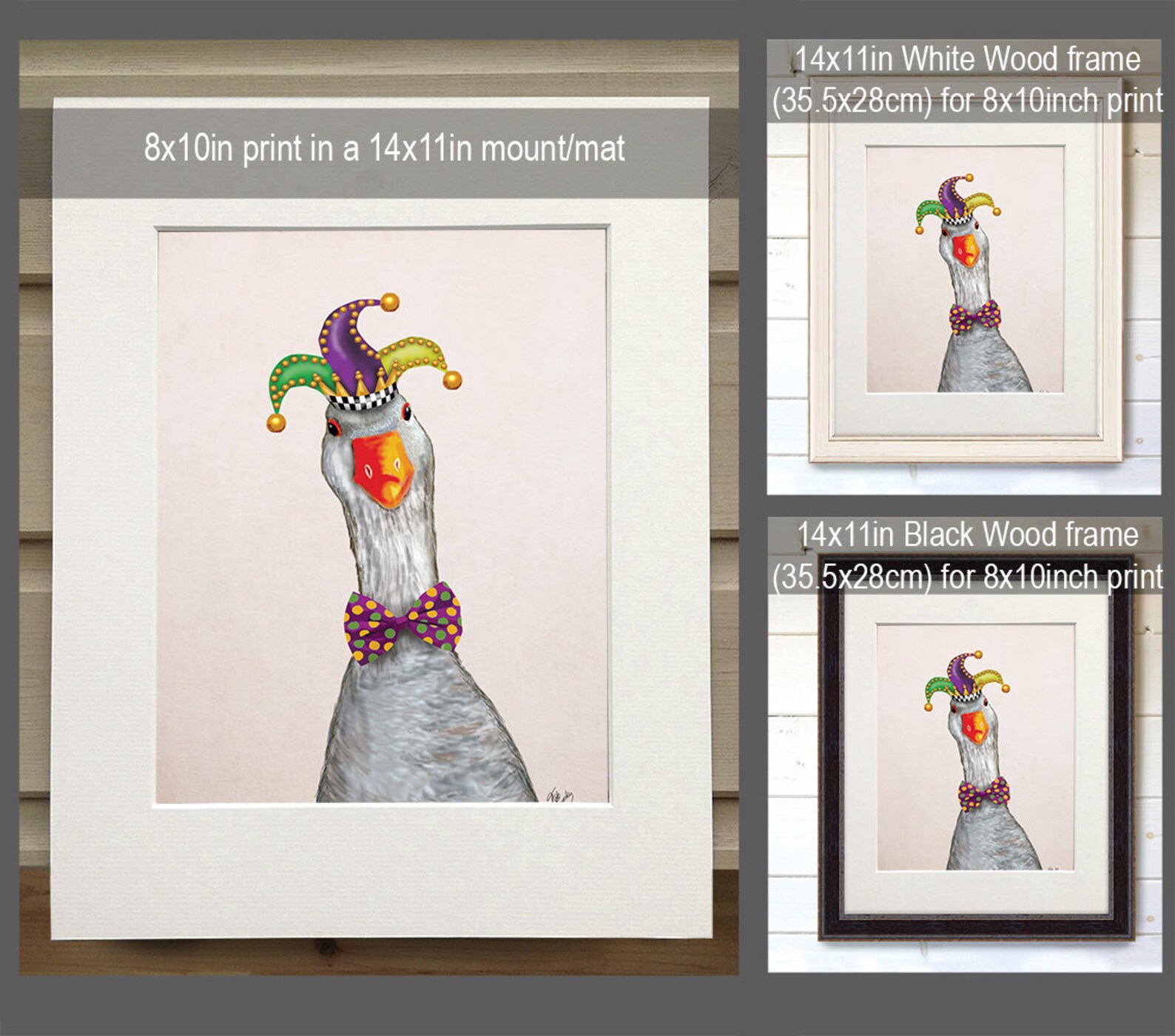 Goose in Jester Hat Goose Print Funny Animal Art Funny Print | Etsy