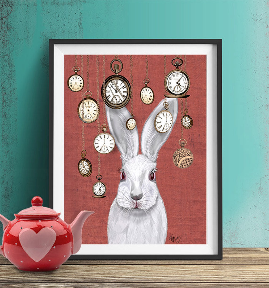 Rabbit Time Art Print White Rabbit Alice in Wonderland Print - Etsy