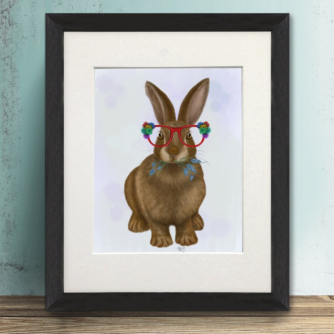 Rabbit Decor - Rabbit and Flower Glasses - Woodland Animals Bunny ...
