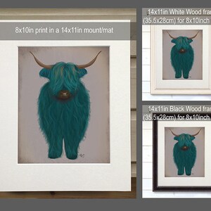 Rustic cow wall art Highland cow turquoise full print Yak | Etsy