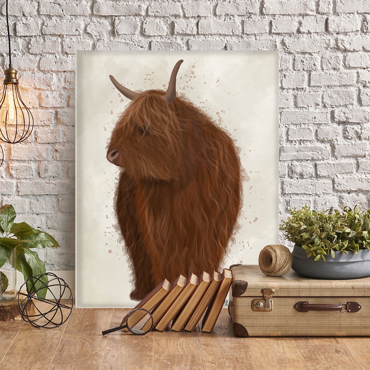 Rustic Farm Decor Highland Cow 4 Full Print Western Style - Etsy