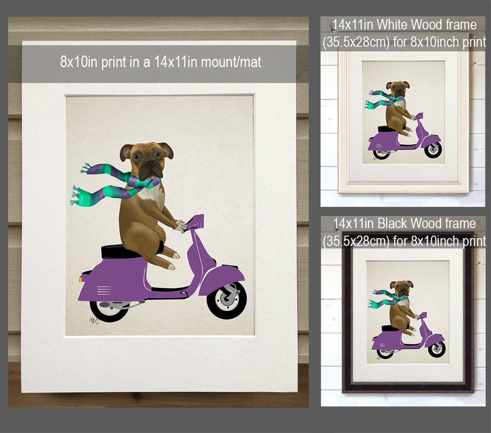 Boxer on Scooter Boxer Dog Print Boxer on Moped Boxer Dog - Etsy
