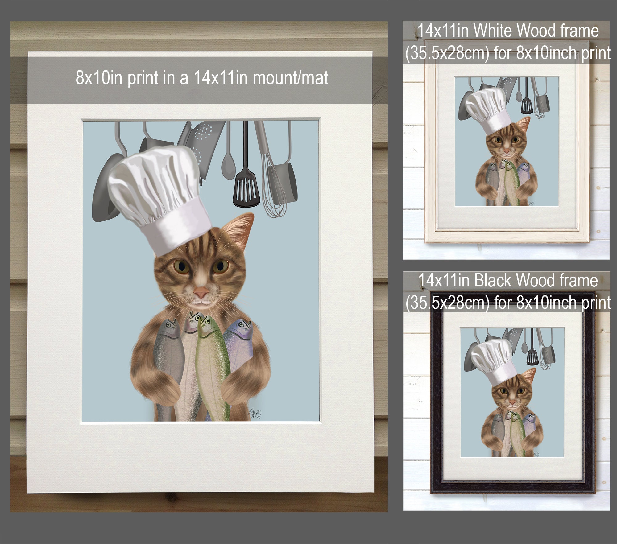 Kitten print Cat art print Cat chef wall art Kitchen decor | Etsy
