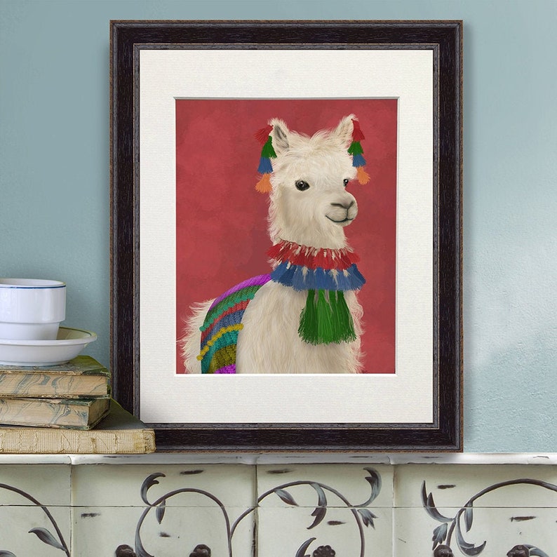 Colorful Room Decor Llama Traditional 1 Portrait Kids Room - Etsy