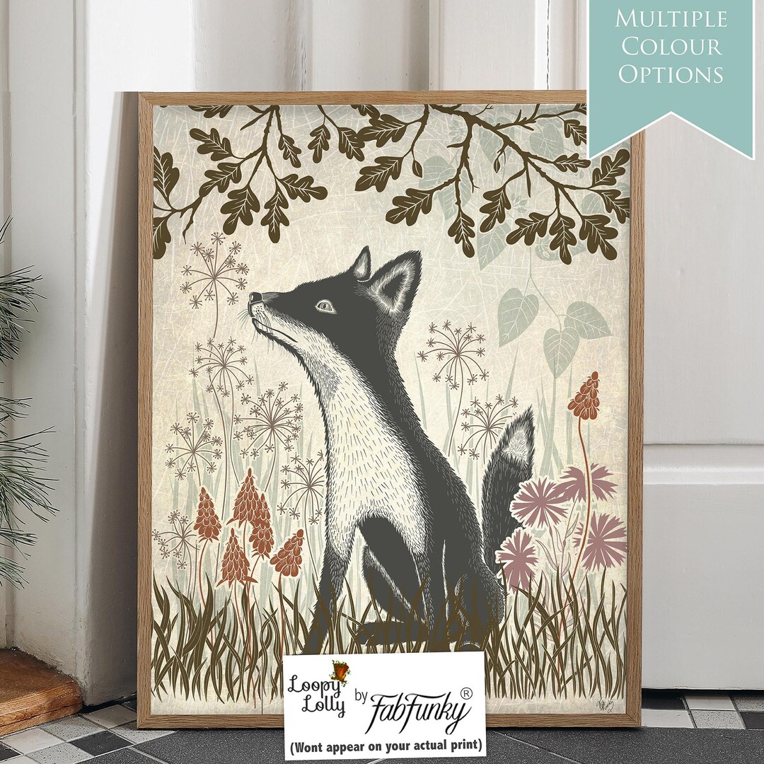 Fox Art Print, Lino Cut Style Fox Wall Art, Beautiful Fox Portrait ...
