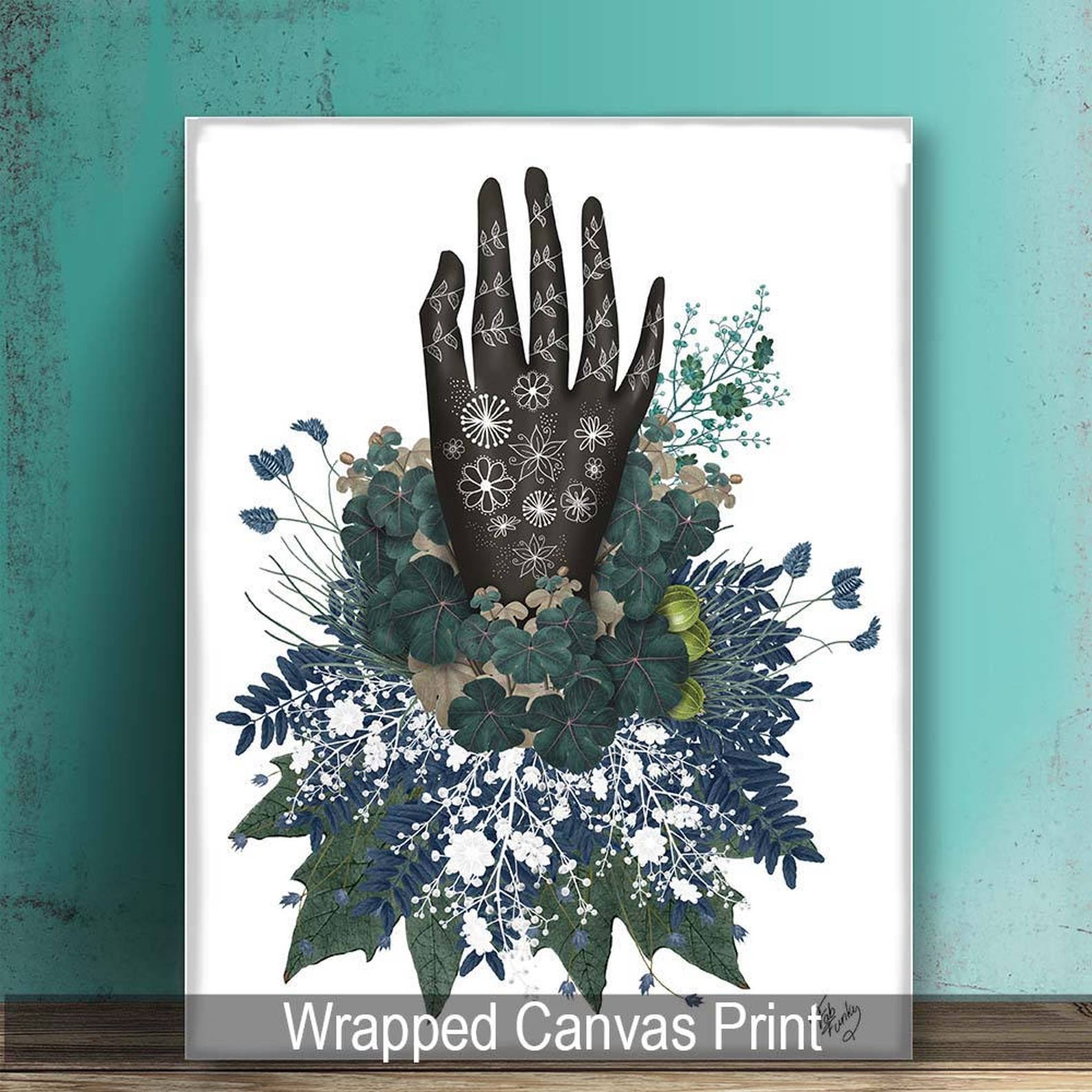 Black Hand Folk Art Print Hand Drawing Scandanavian Style Art | Etsy