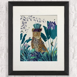 Tropical Print - Leopard Tropical Blue - Large Animal Art Canvas Art ...