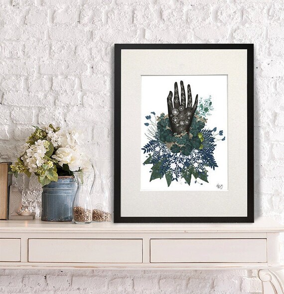 Black Hand Folk Art Print Hand Drawing Scandanavian Style Art | Etsy