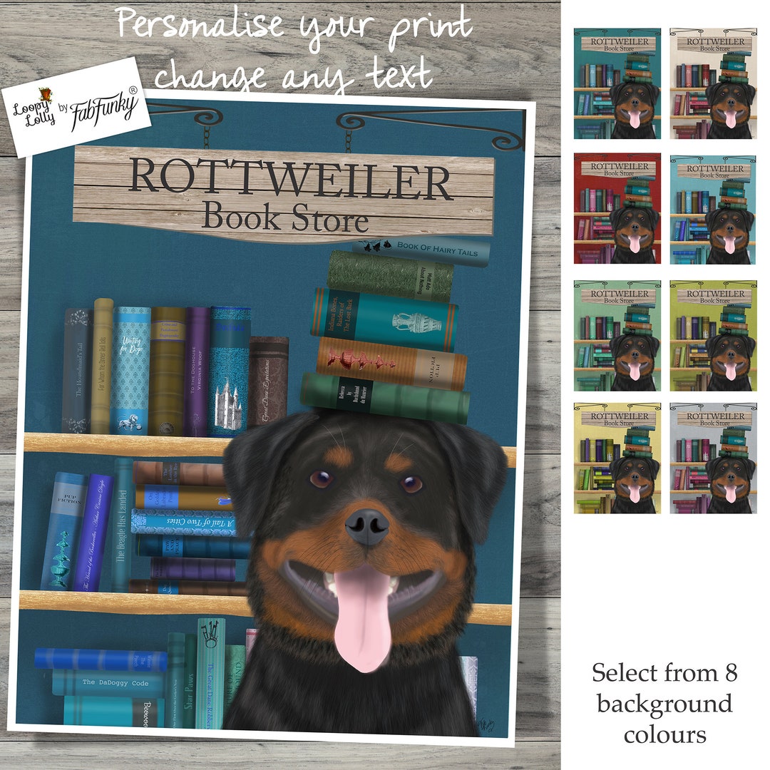 Personalised Cute Rottweiler Art Print, Customisable Whimsical Dog ...