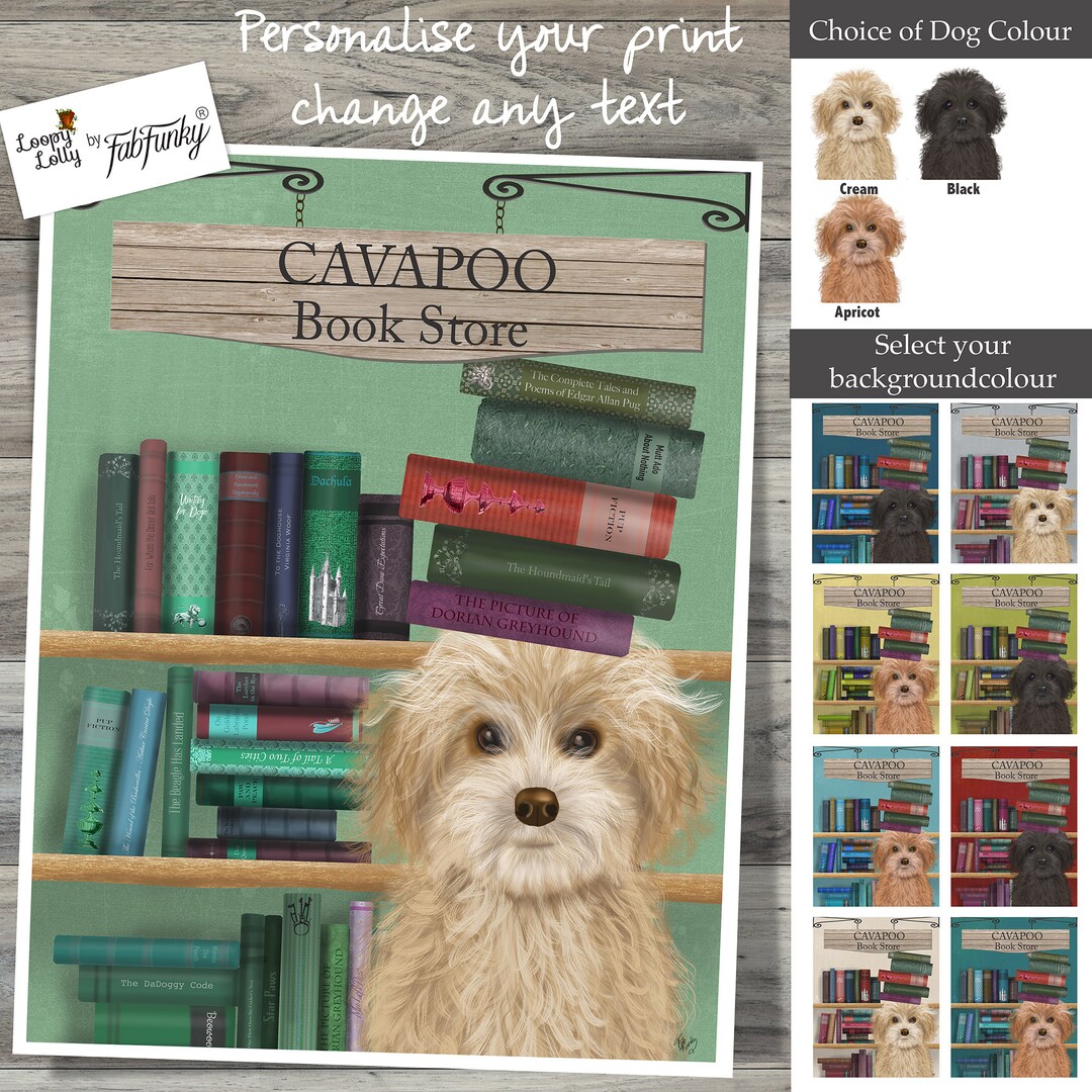 Personalised Cute Cavapoo Art Print, Customisable Whimsical Dog ...