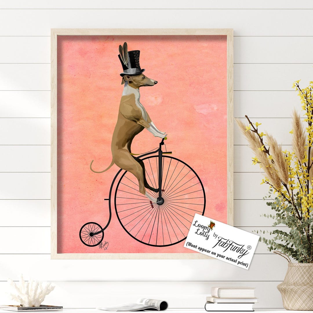 Greyhound Art Print, Penny Farthing Bike, Dog Lover Gift - Etsy