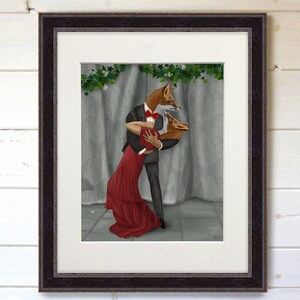 Fox Decor Foxes Romantic Dancers Fox Woodland Art Wall Art - Etsy