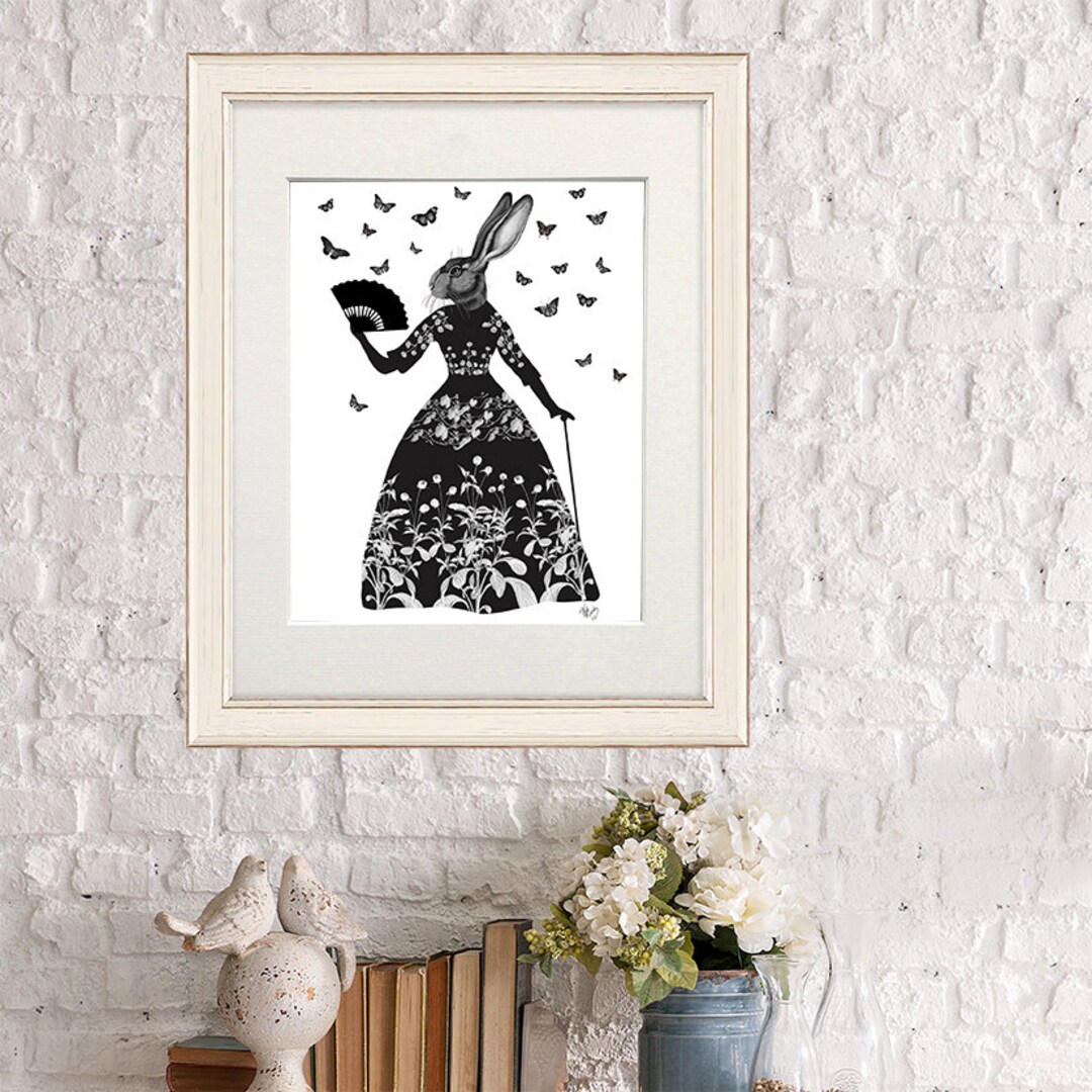 Black Rabbit Print - Rabbit Silhouette Art Print Black and White Decor ...