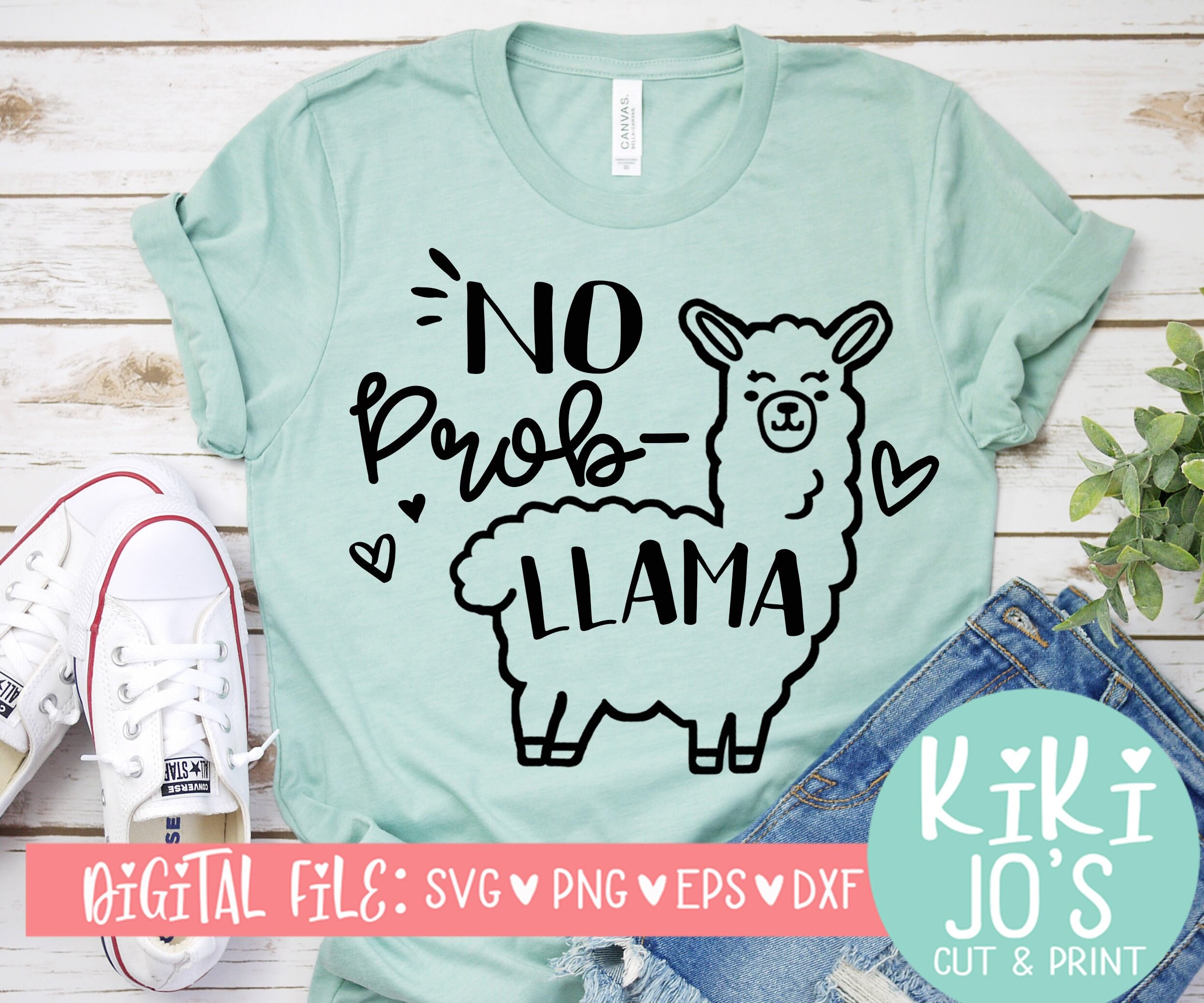 iron on transfer clip art llama shirt design alpaca svg No Probllama ...