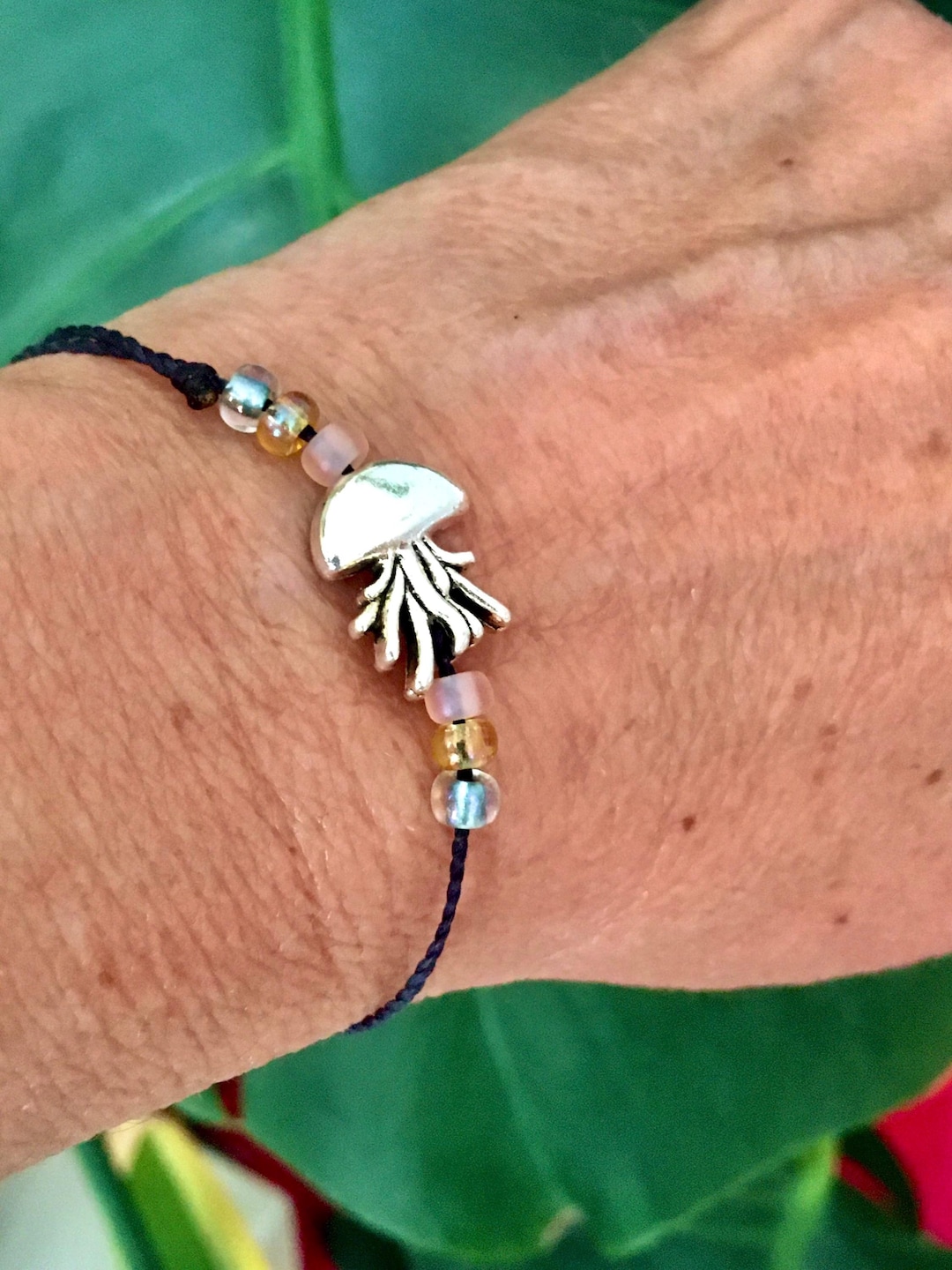 Jellyfish Bracelet Ocean Theme String Bracelet Beachy Anklet Blue ...