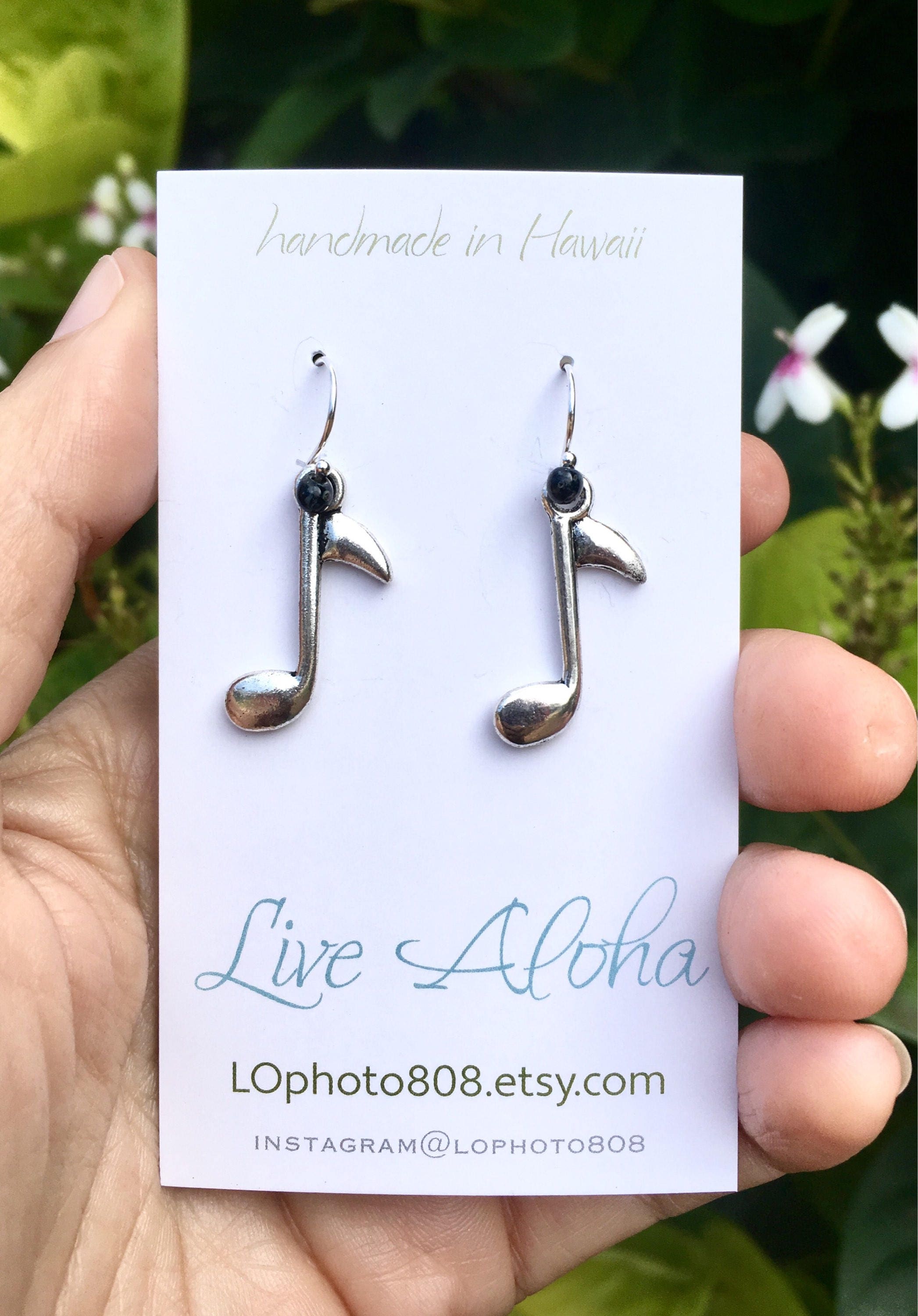 music earrings musical note earrings 925 sterling silver | Etsy