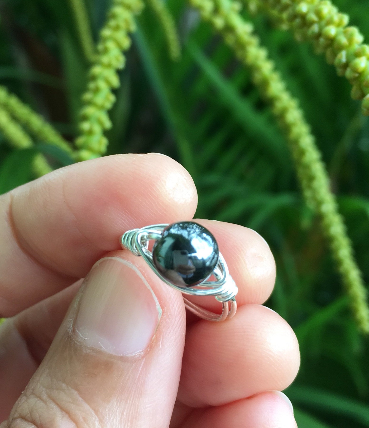 Hematite ring sterling silver ring black gemstone birthday | Etsy