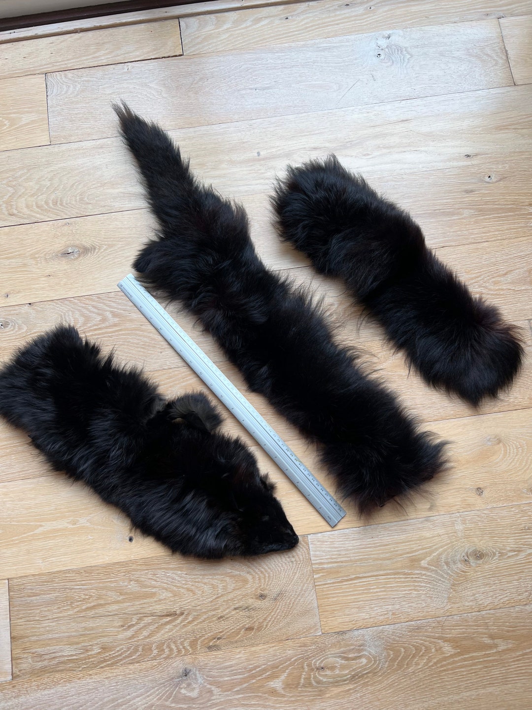 Three Vintage Black Fox Fur Stole Pieces Scraps Offcuts - Etsy