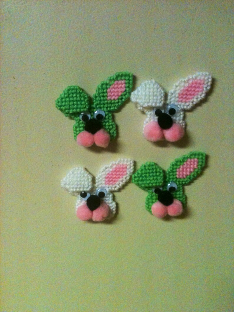 Bunny Magnets or Pins in Plastic Canvas | Etsy
