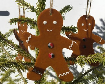 Fused Glass Gingerbread Man Christmas Tree Decoration | Etsy UK