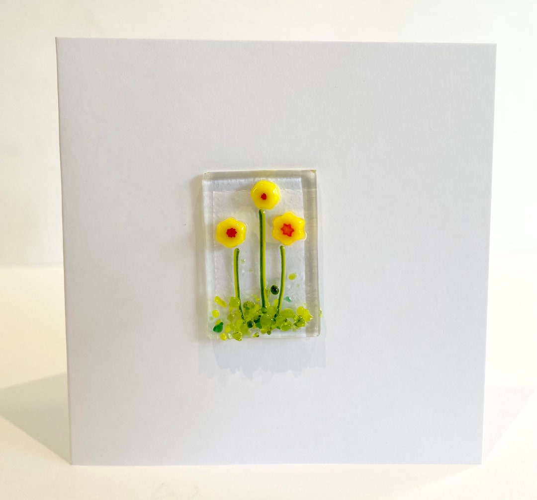 Handmade Fused Glass Daffodil Card Mothers Day Card Birthday St David’s ...