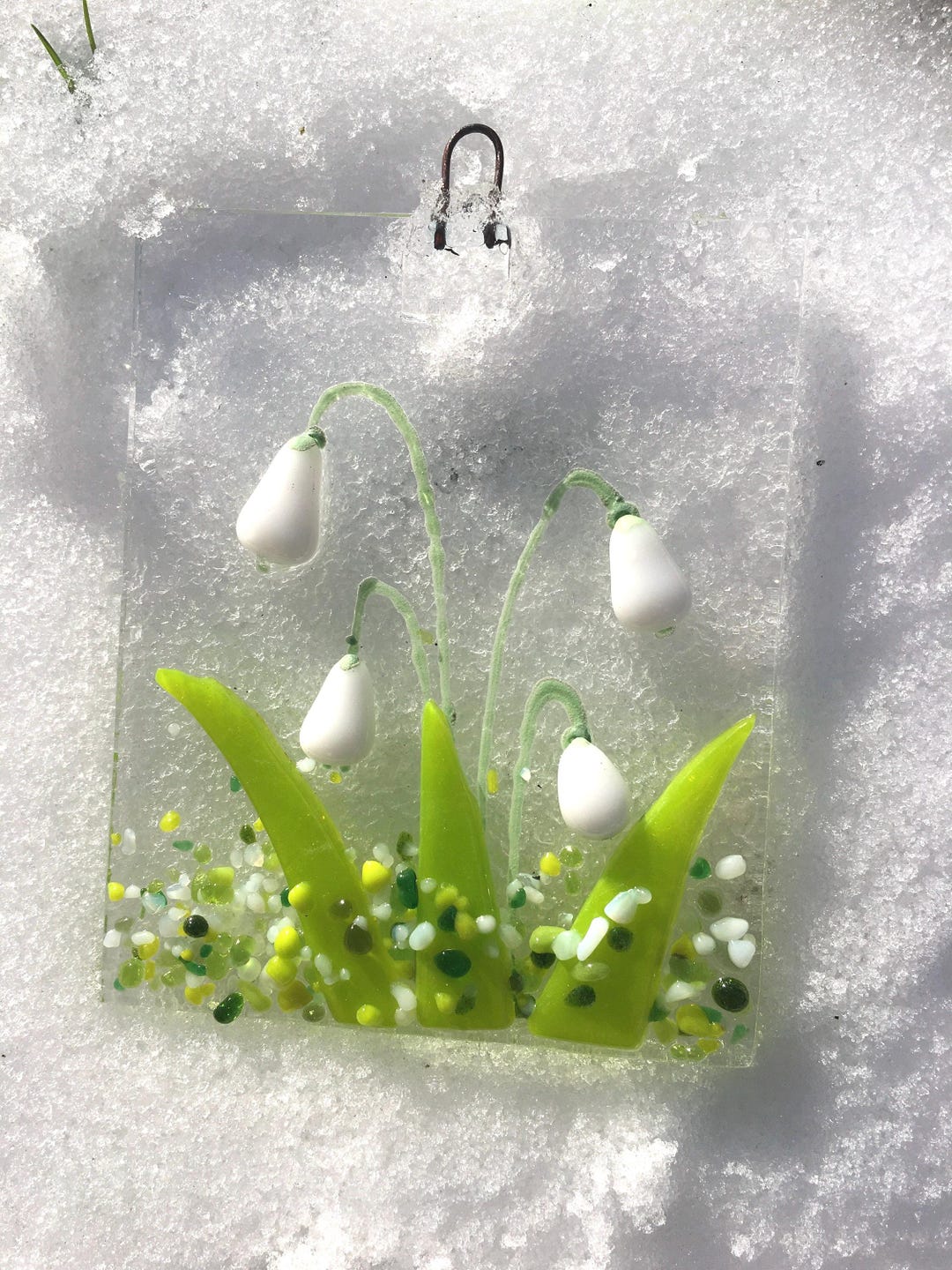 Snowdrops Fused Glass Suncatcher Hanging Decoration Ornament Snowdrop ...
