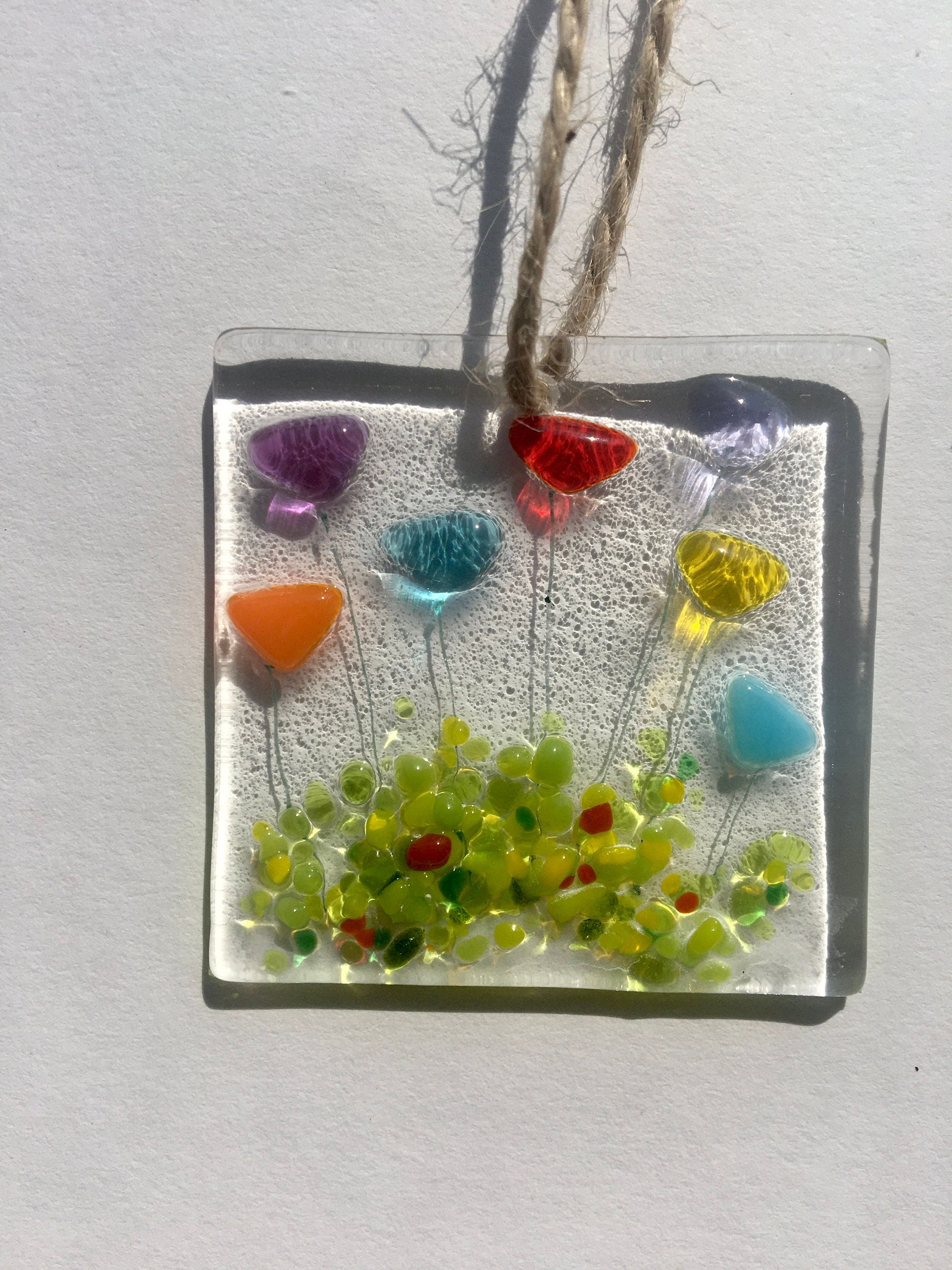 Handmade Fused Glass Spring Meadow Flowers Sun Light Catcher - Etsy UK