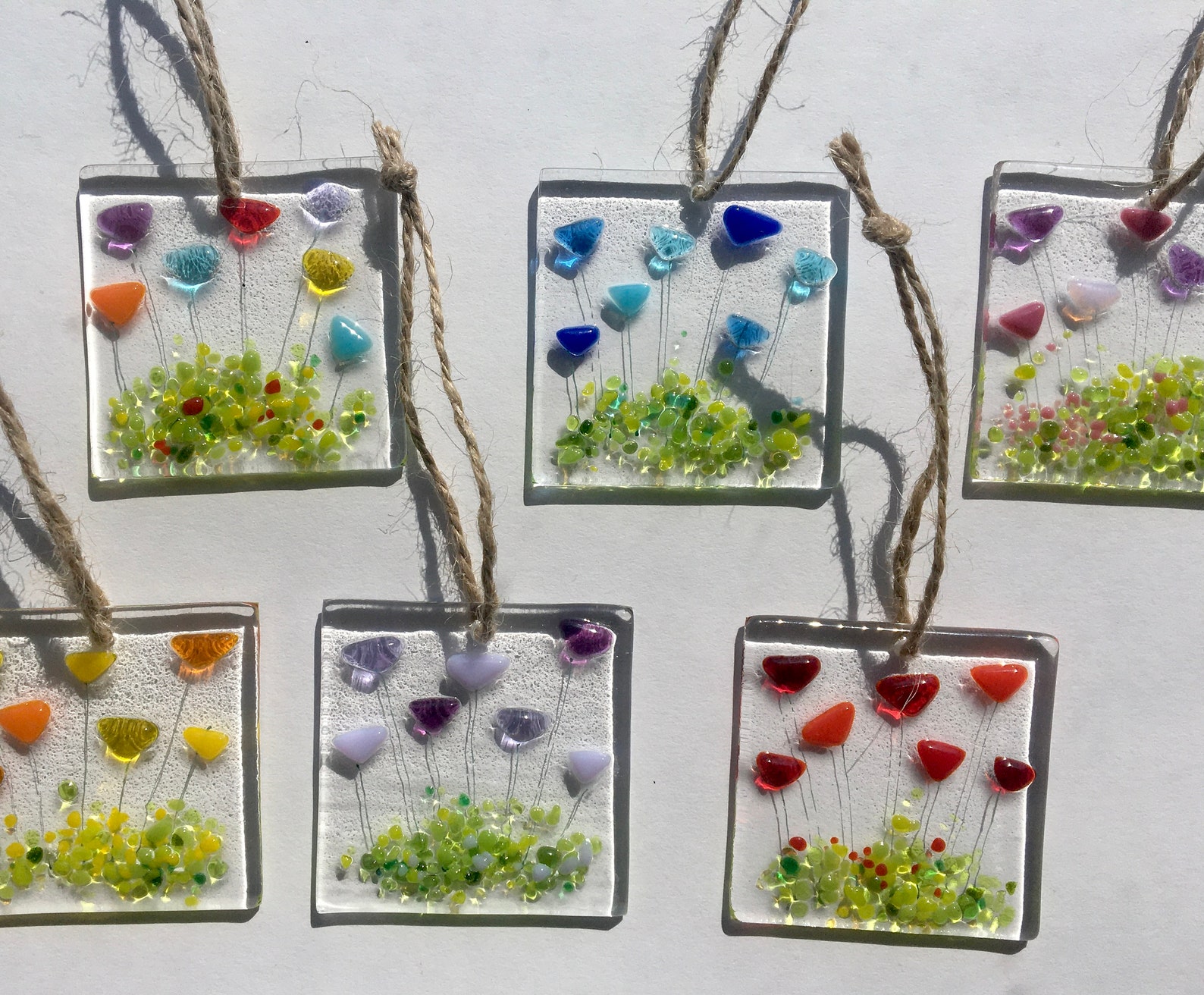 Handmade Fused Glass Spring Meadow Flowers Sun Light Catcher - Etsy UK