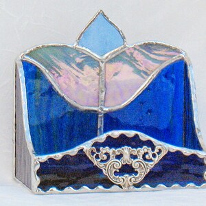 Blue Business Card Holder in Stained Glass Desk Accessory - Etsy