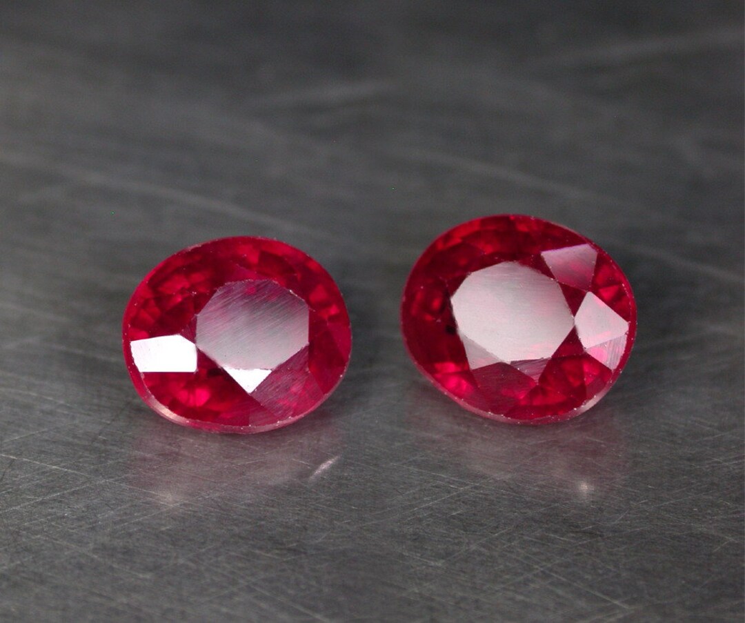 Very Red Pair Ruby 4.65 Ct Natural Red Genuine Stone. - Etsy