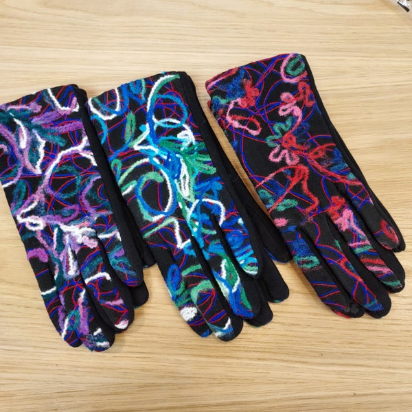 Embroidered Gloves - Etsy