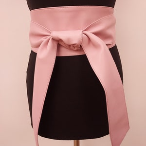Pink Leather Belt, Light Pink Obi Belt, Pink Wrap Belts, Real Leather ...